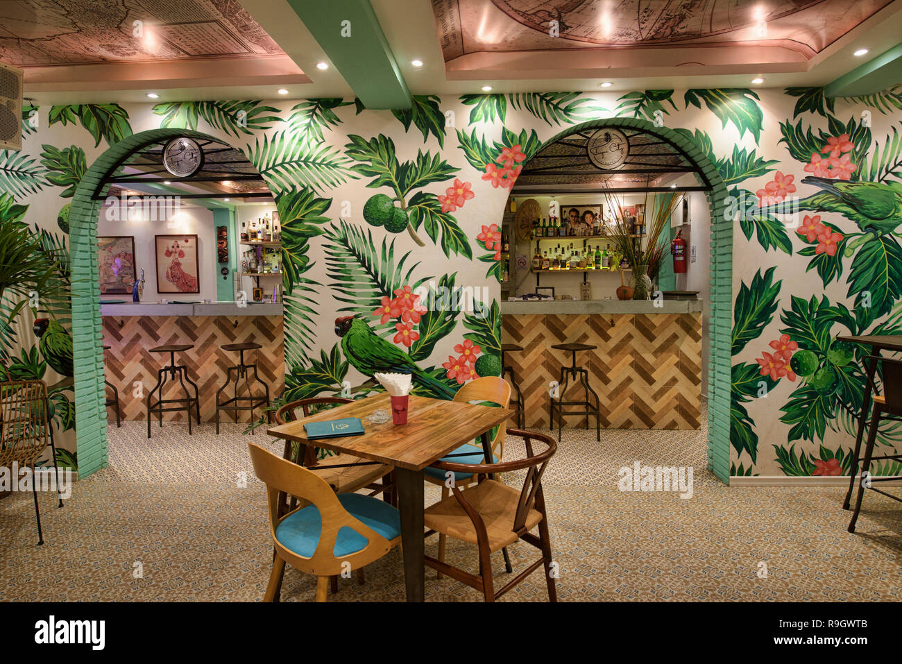 Tiki-style bar interior, Bangkok, Thailand Stock Photo - Alamy