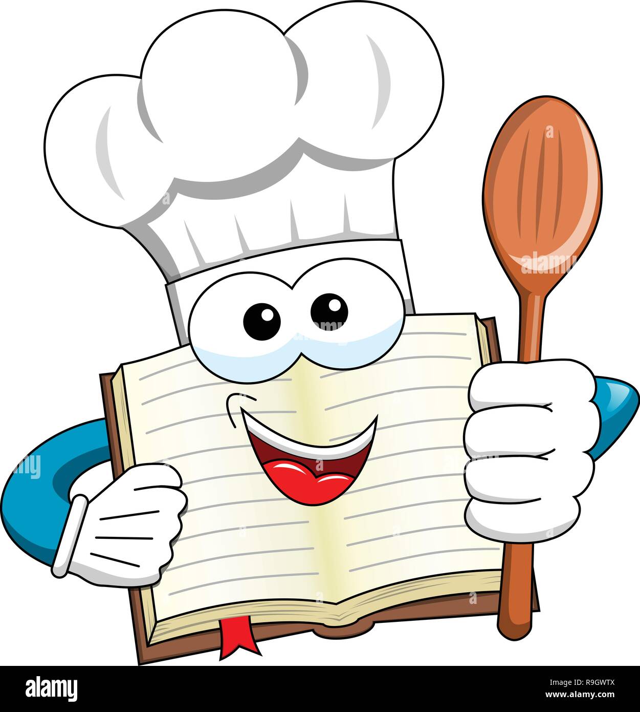 Cook book mascot holding wooden spoon isolated Stock Vector Image & Art ...