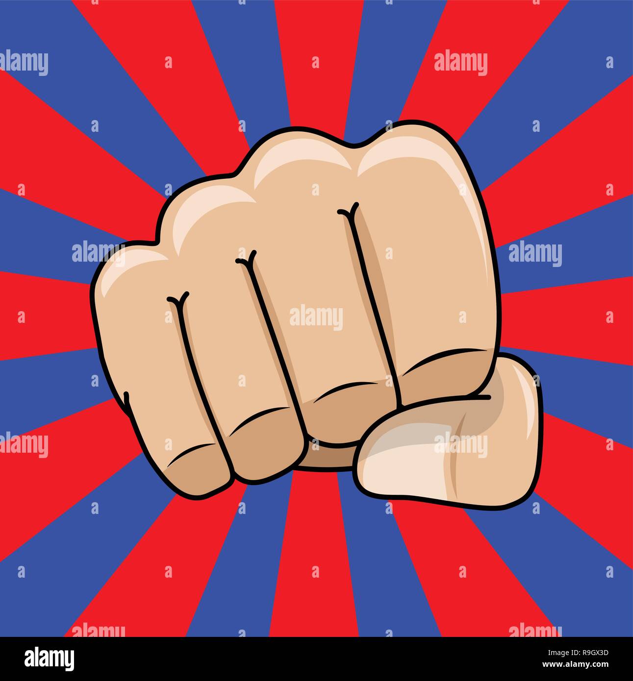 Comic fist front view against rays background Stock Vector Image & Art ...