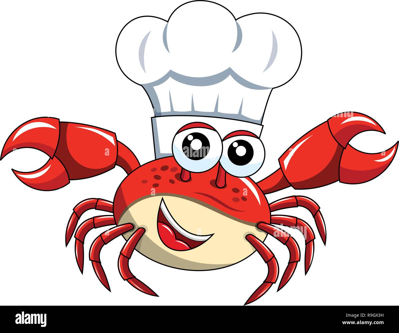 Crab chef mascot with cook hat isolated on white Stock Vector Image ...