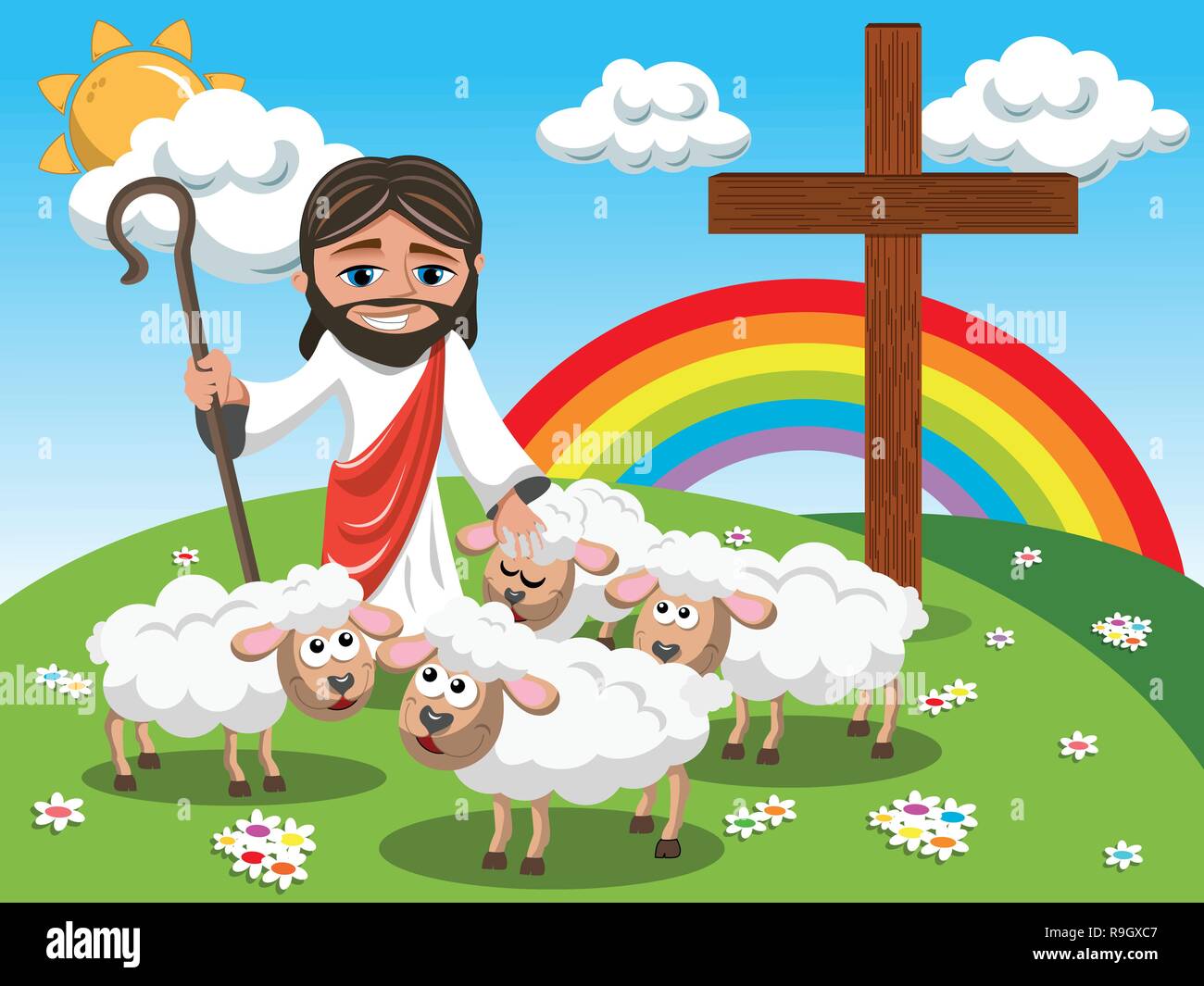 Jesus Leading Sheep