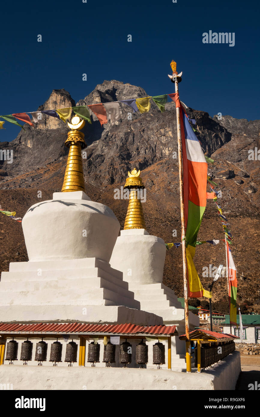 Nepal, Everest Base Camp Trek, Khumjung, traditional white Buddhist ...