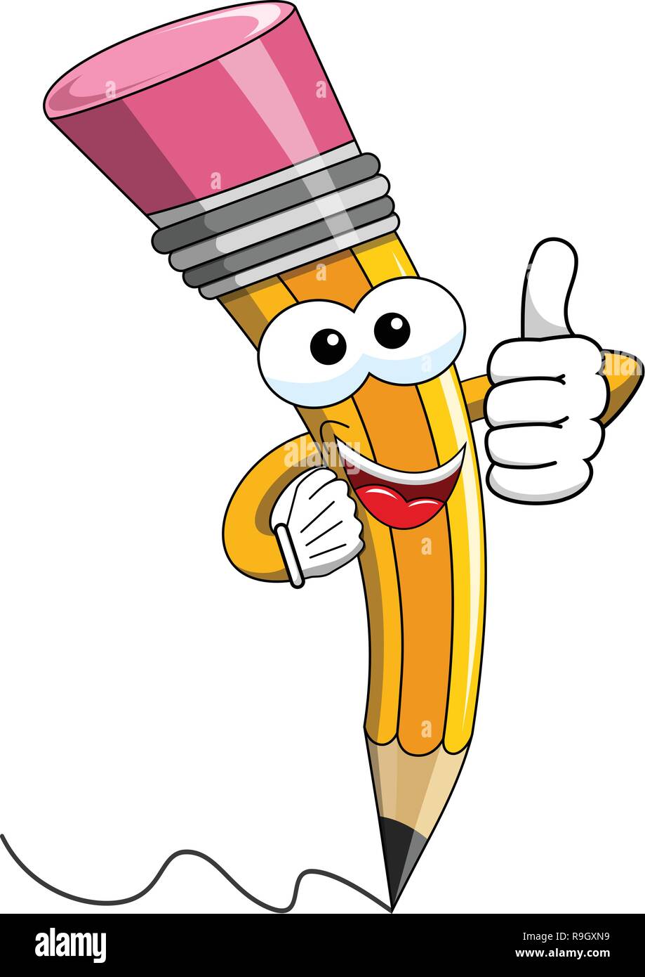 Pencil Mascot cartoon thumb up isolated on white Stock Vector Image ...