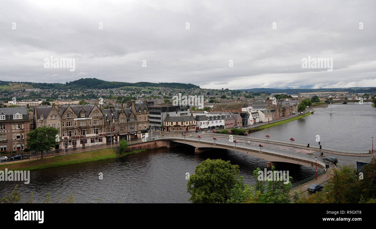 Cityscape of Inverness in Scotland Highlands from Inverness castle ...