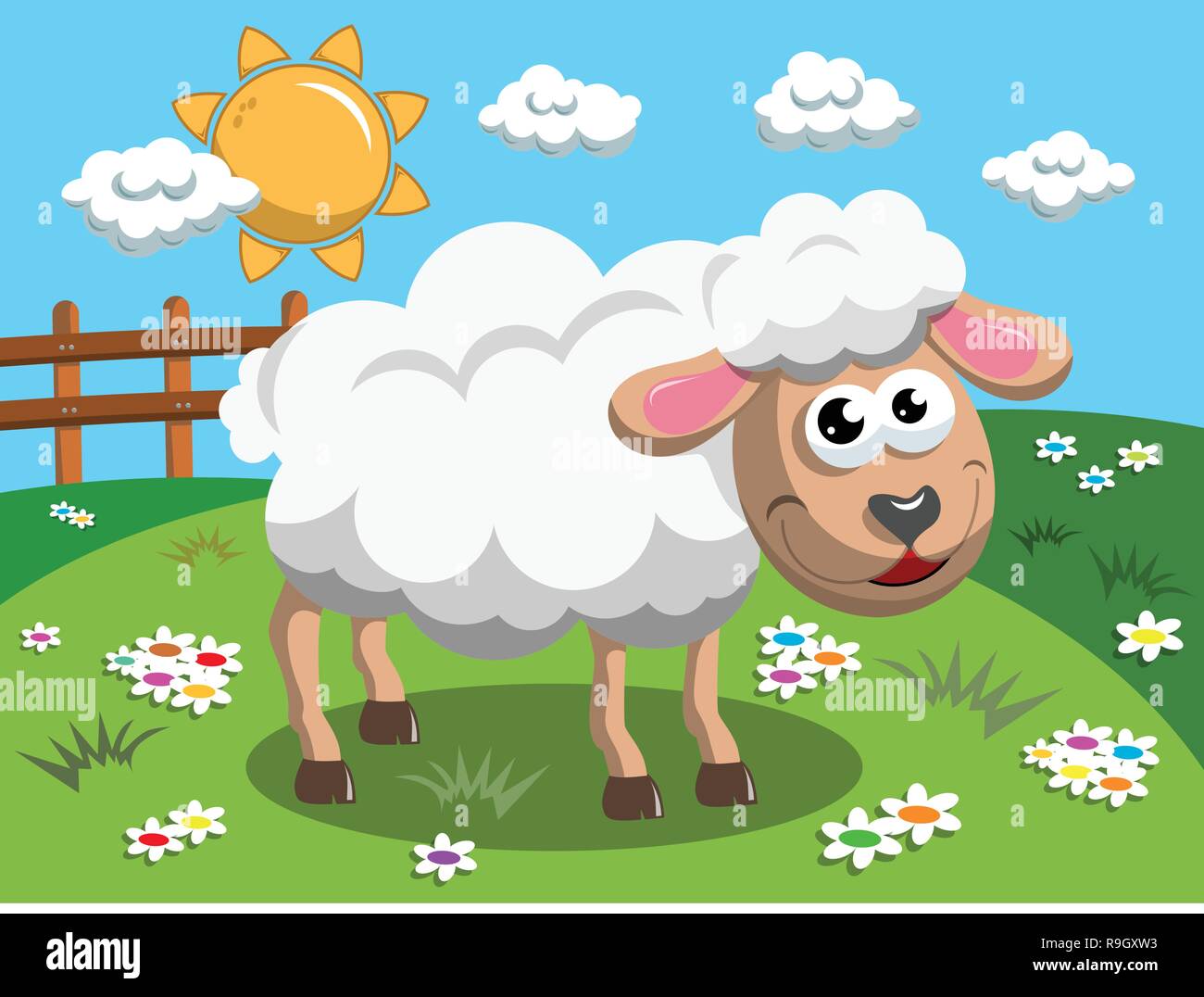 Sheep in spring Stock Vector Images - Alamy