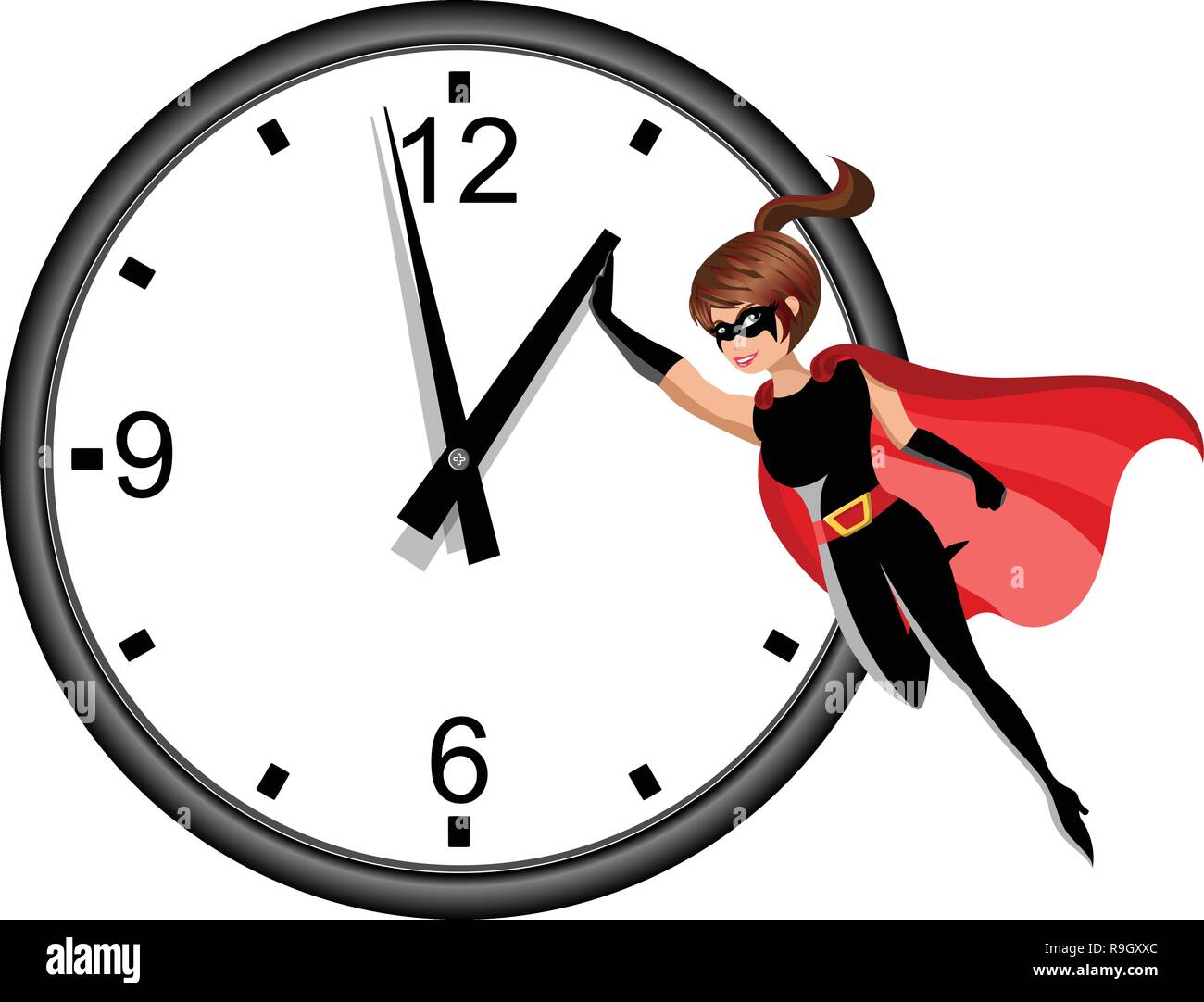 Superhero woman flying and stopping time isolated on white Stock Vector ...