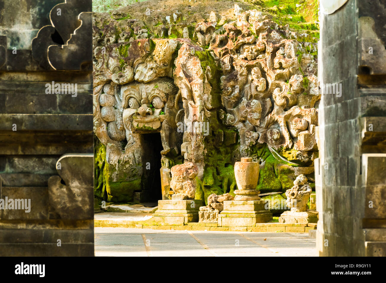 Main temple of the balinese temple Goa Gajah, Elephant Cave in Bali ...