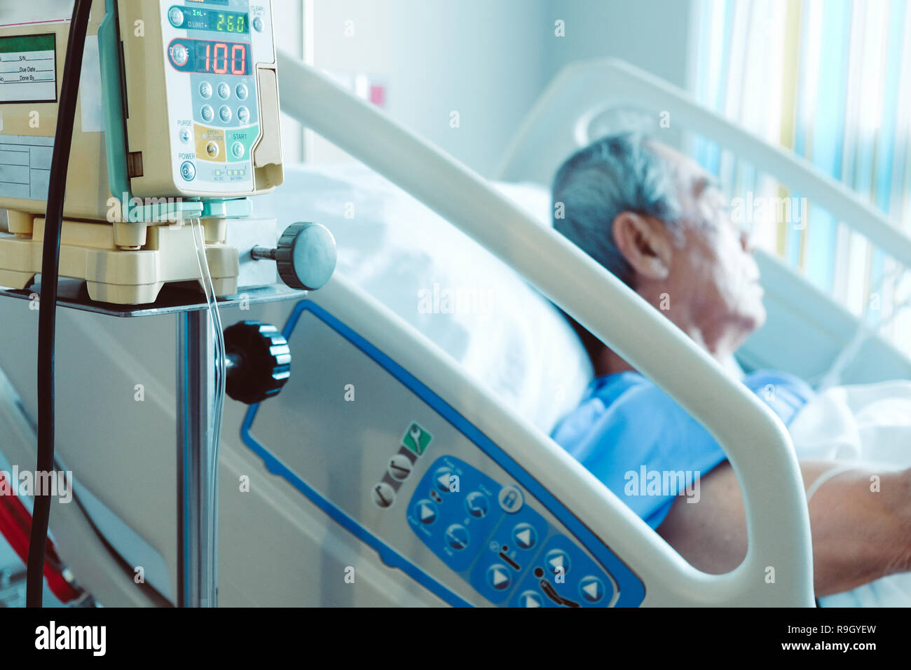 image of infusion pump with Elderly patients in hospital bed,Medical ...