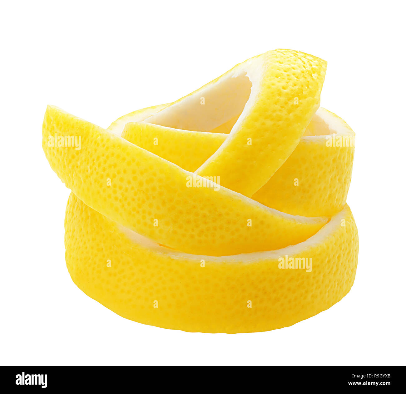 lemon peel, isolated on white background, clipping path, full depth of ...
