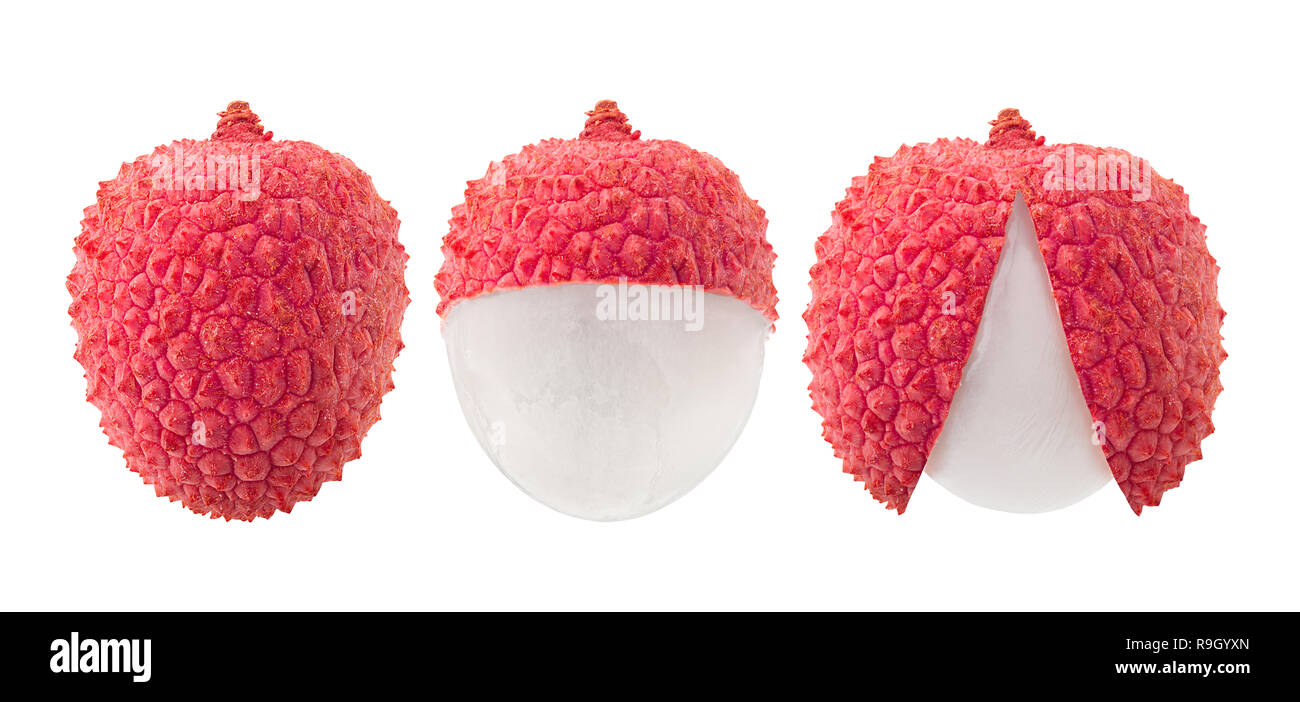 lychee, clipping path, isolated on white background, full depth of ...