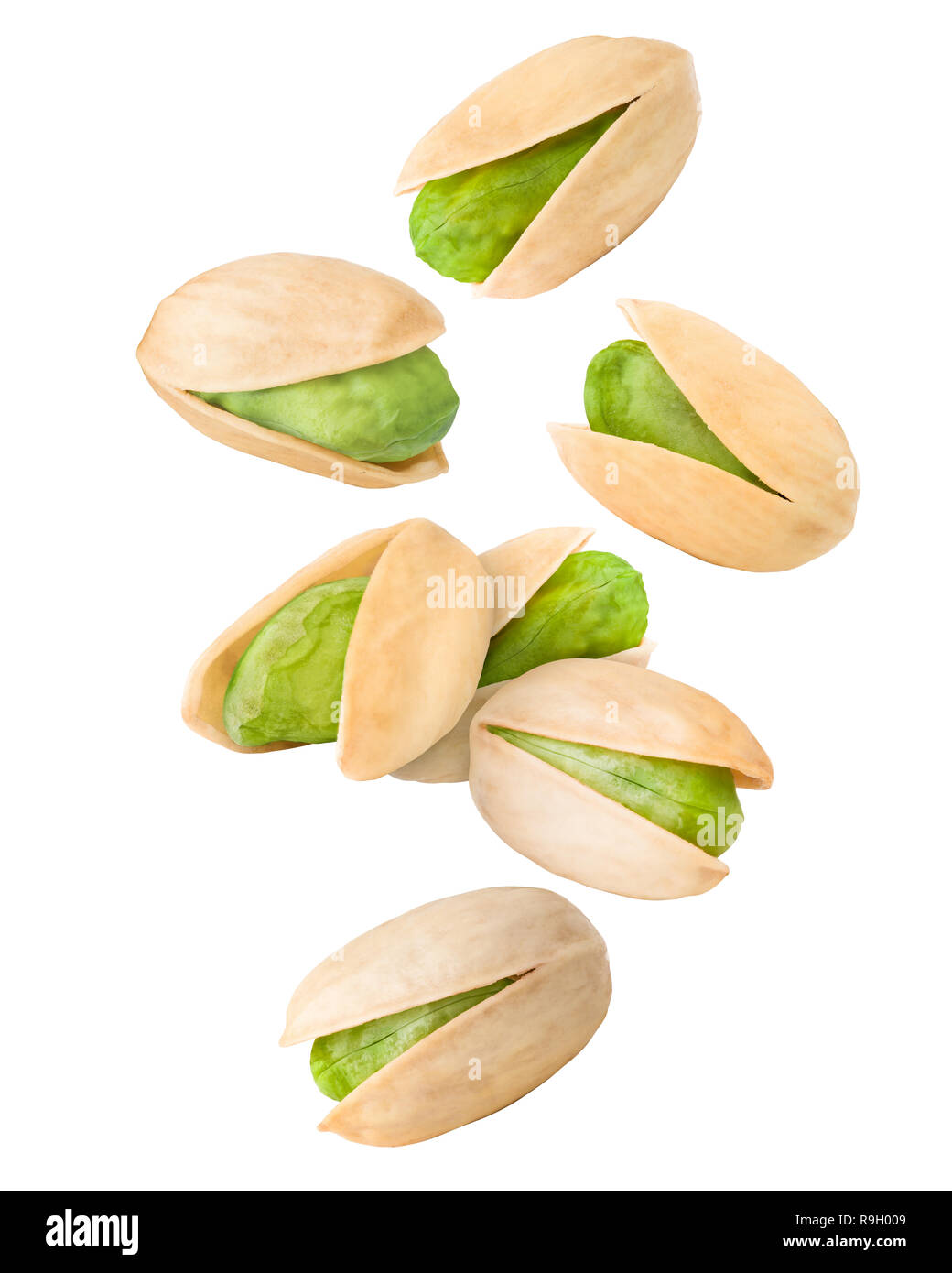 Falling pistachio isolated on white background, clipping path, full ...