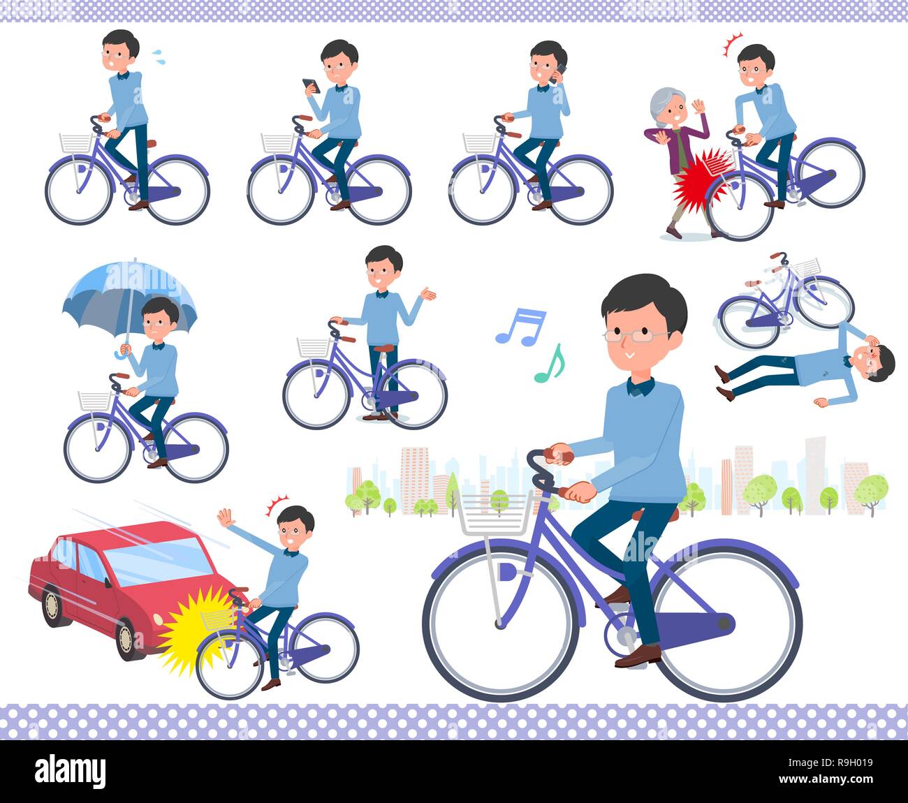 Japanese man riding a bike Stock Vector Images - Alamy