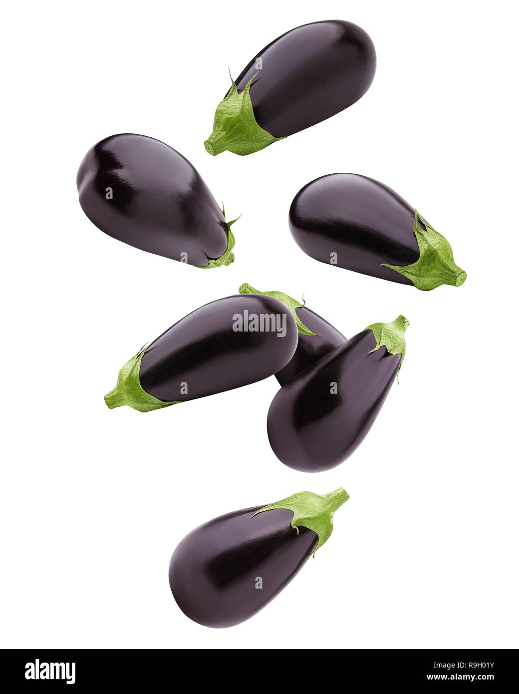 Falling eggplant isolated on white background, clipping path, full ...