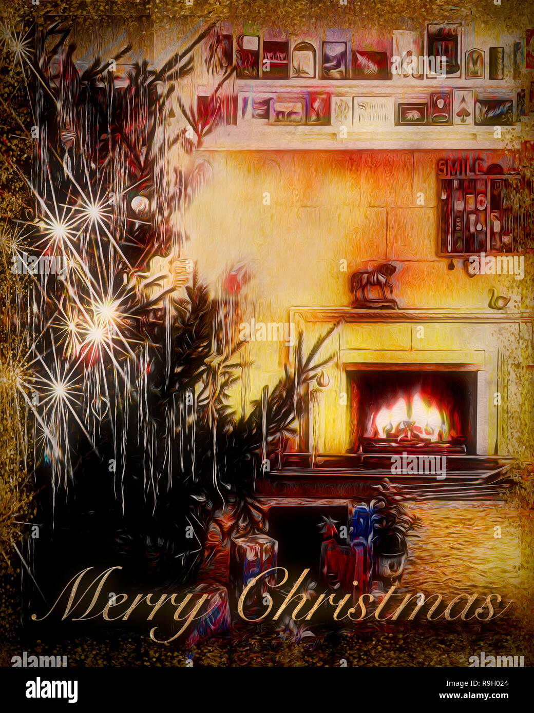 Fireplace christmas card hi-res stock photography and images - Alamy
