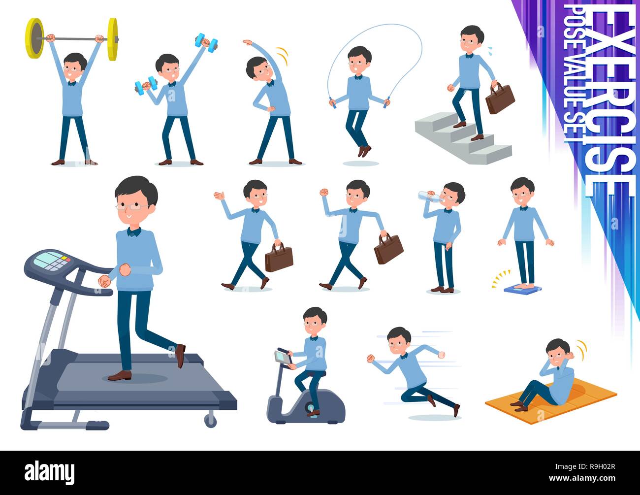 A set of man on exercise and sports.There are various actions to move ...