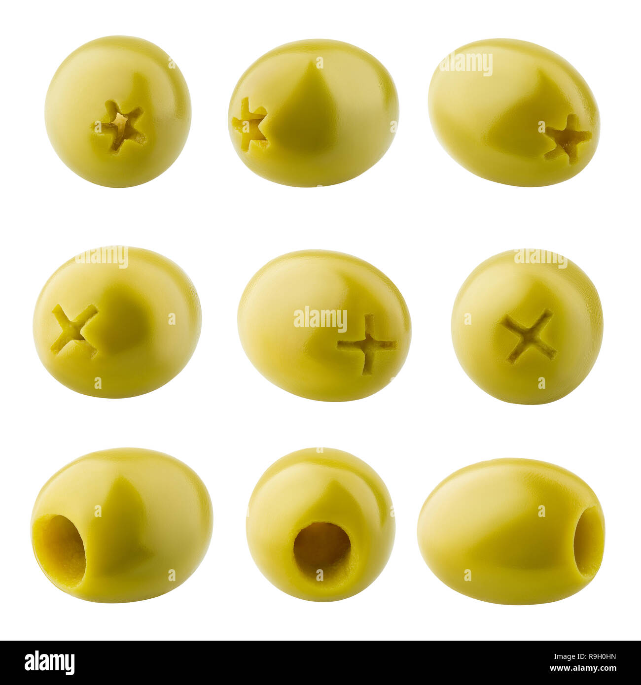 pitted olive isolated on white background, clipping path, full depth of ...