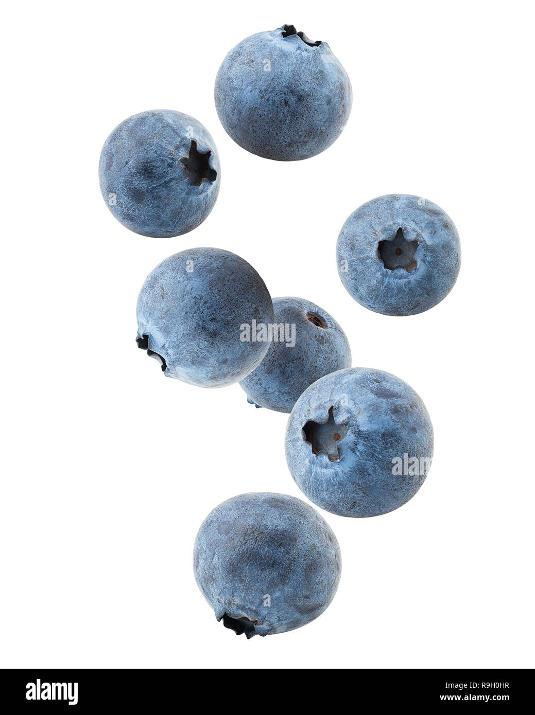 Falling blueberry, clipping path, isolated on white background, full ...