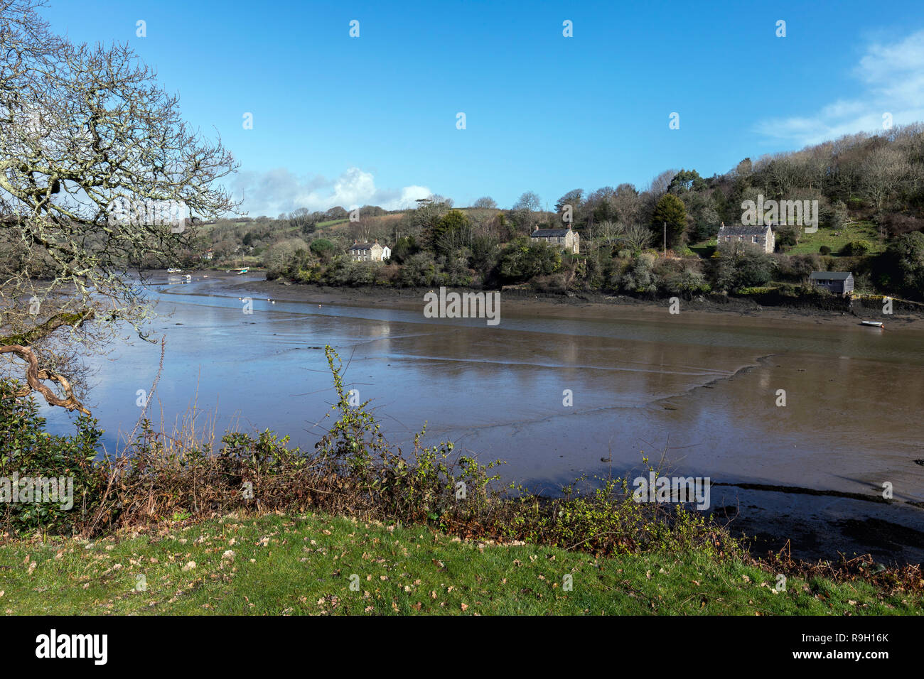 Coombe; From Roundwood Quay; Fal Estuary; Cornwall; UK Stock Photo - Alamy