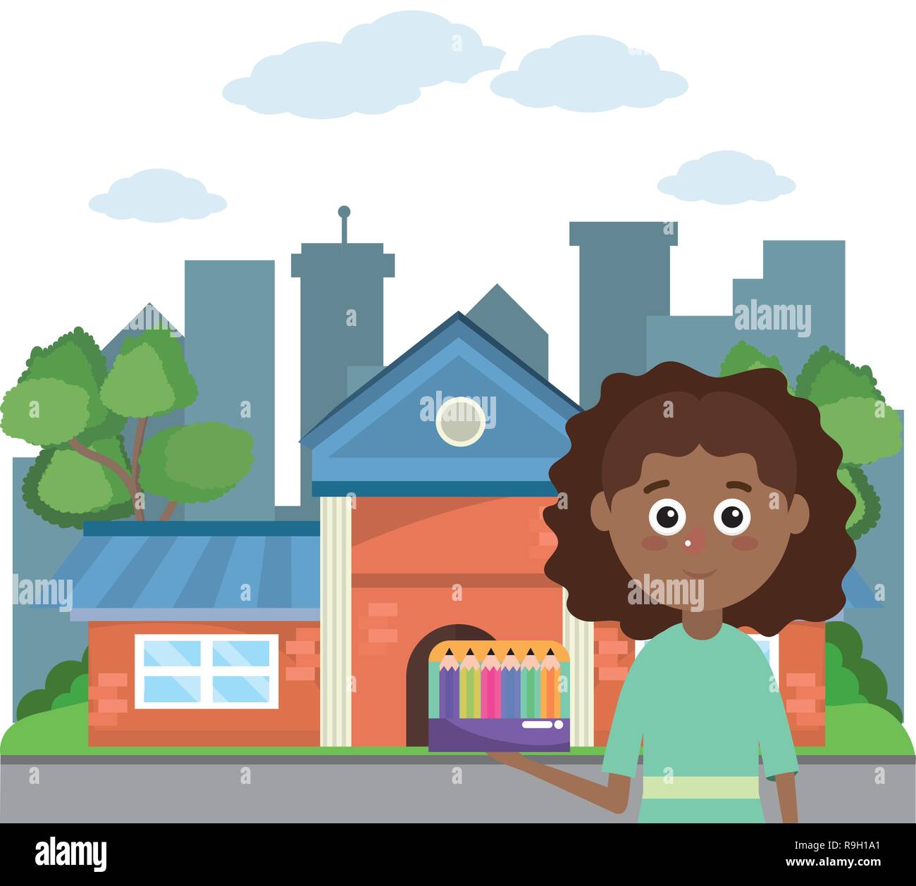 elementary school cartoon Stock Vector Image & Art - Alamy
