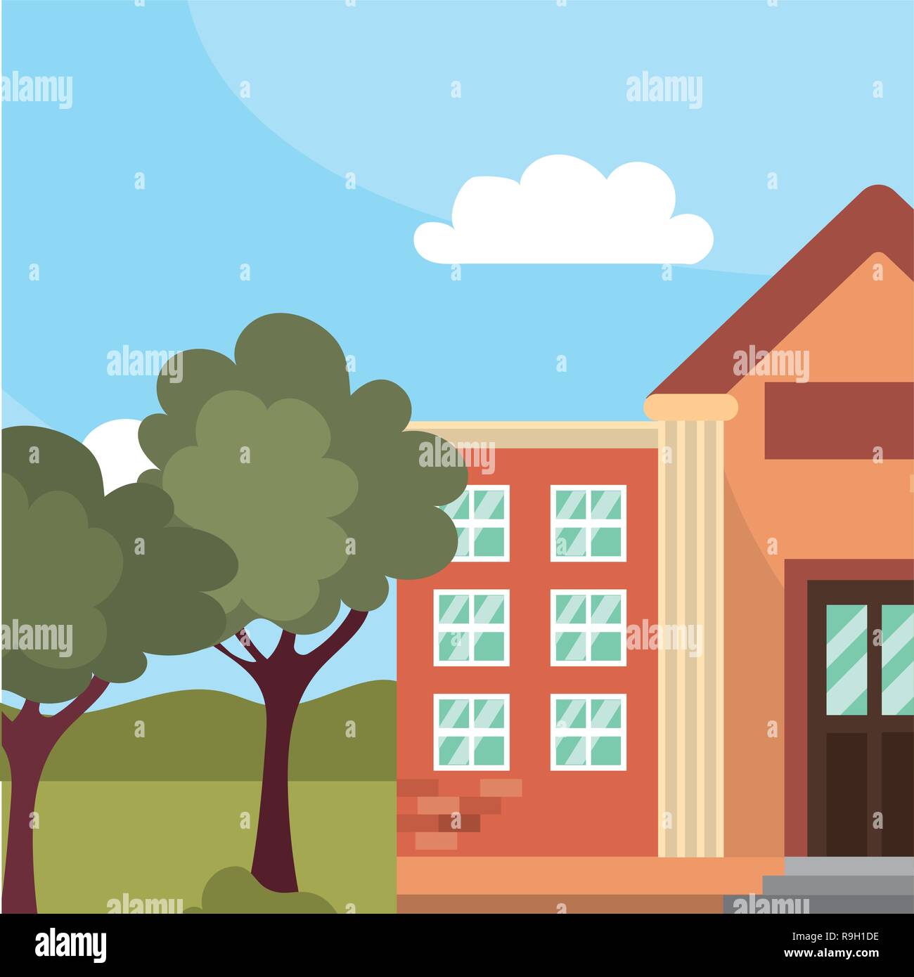 elementary school cartoon Stock Vector Image & Art - Alamy