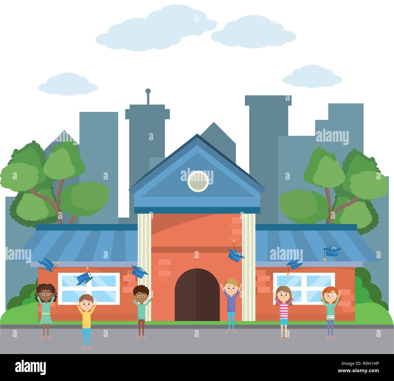 elementary school cartoon Stock Vector Image & Art - Alamy