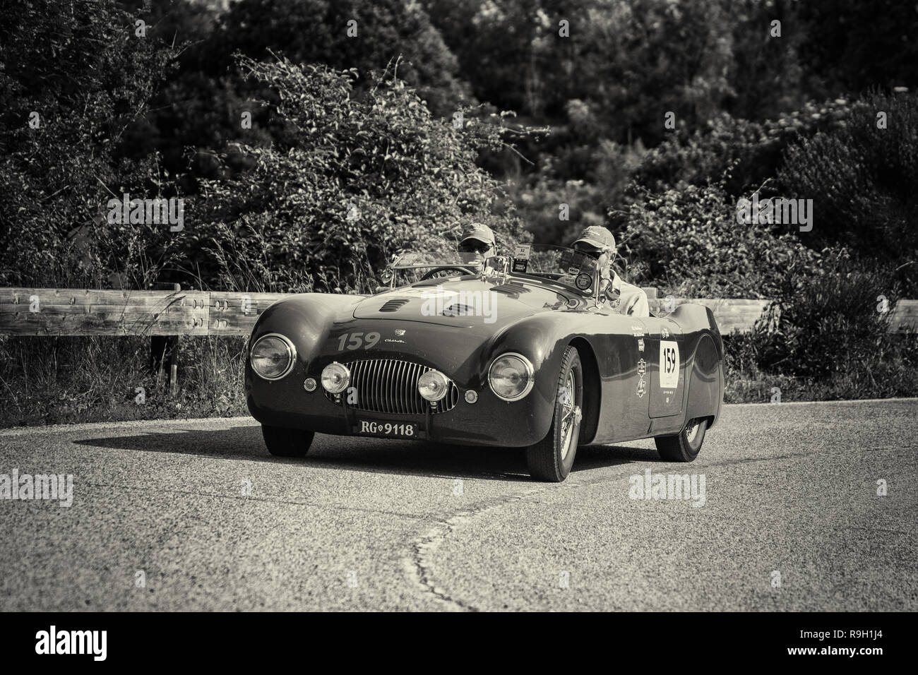 CISITALIA 202 S MM SPIDER 1948 on an old racing car in rally Mille ...