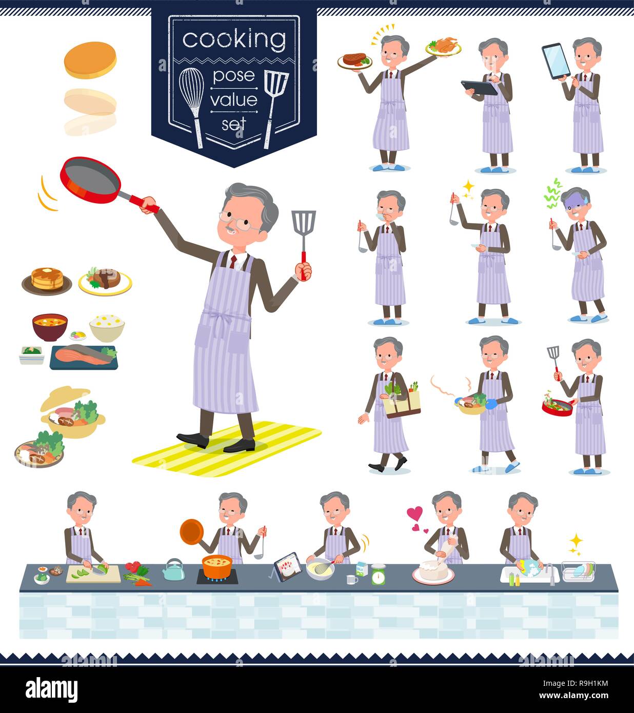 A set of old businessman about cooking.There are actions that are ...