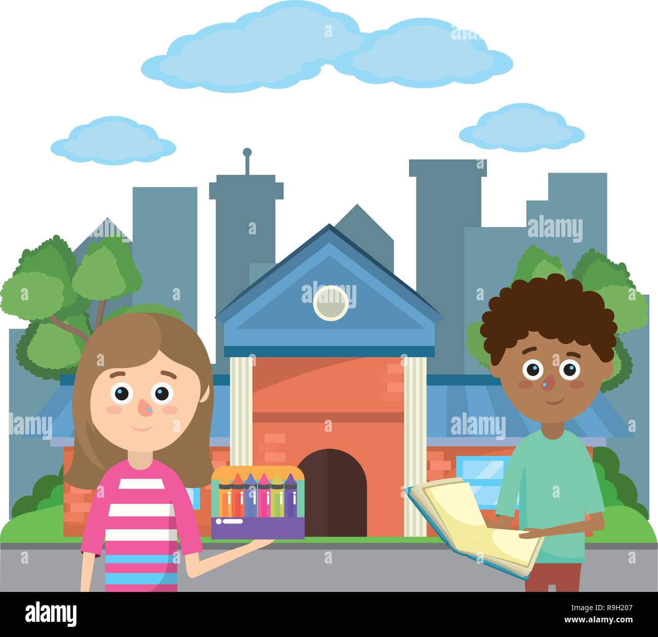 elementary school cartoon Stock Vector Image & Art - Alamy