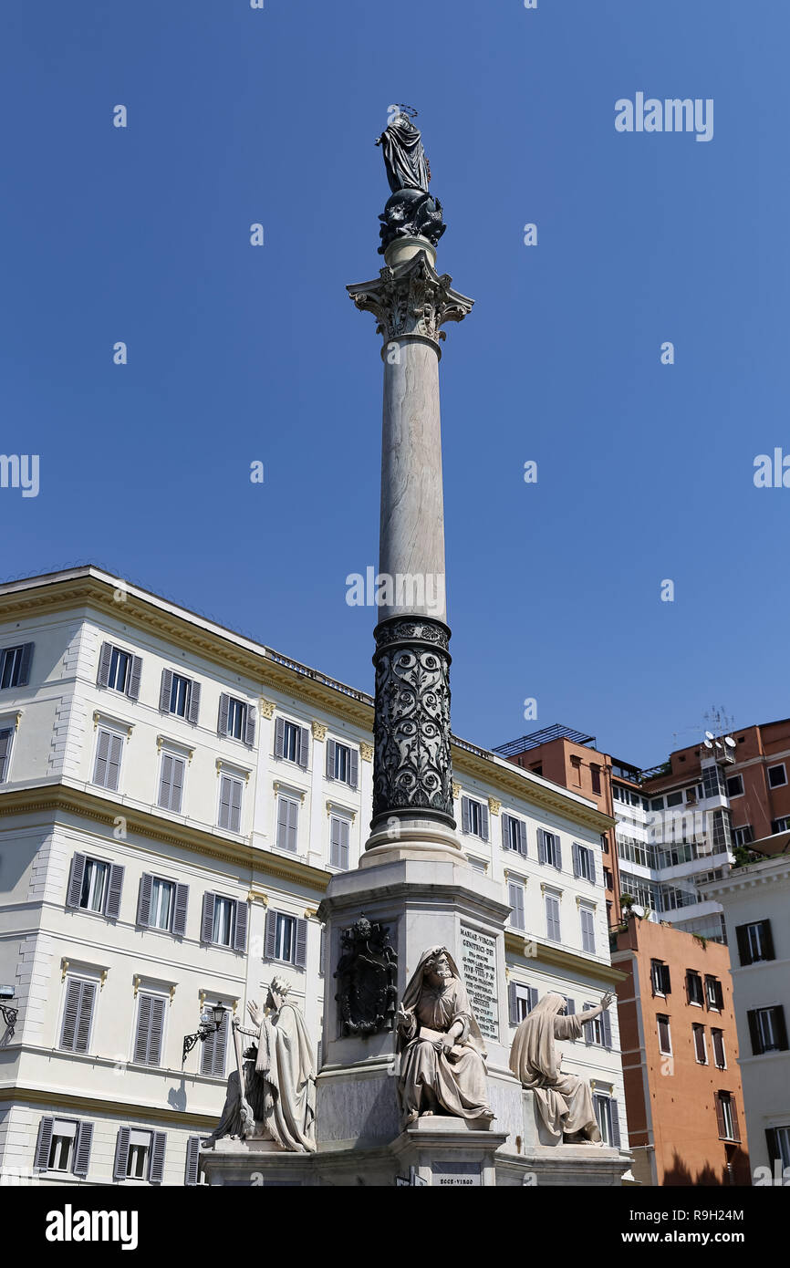 Column of the Immaculate Conception in Rome City, Italy Stock Photo - Alamy