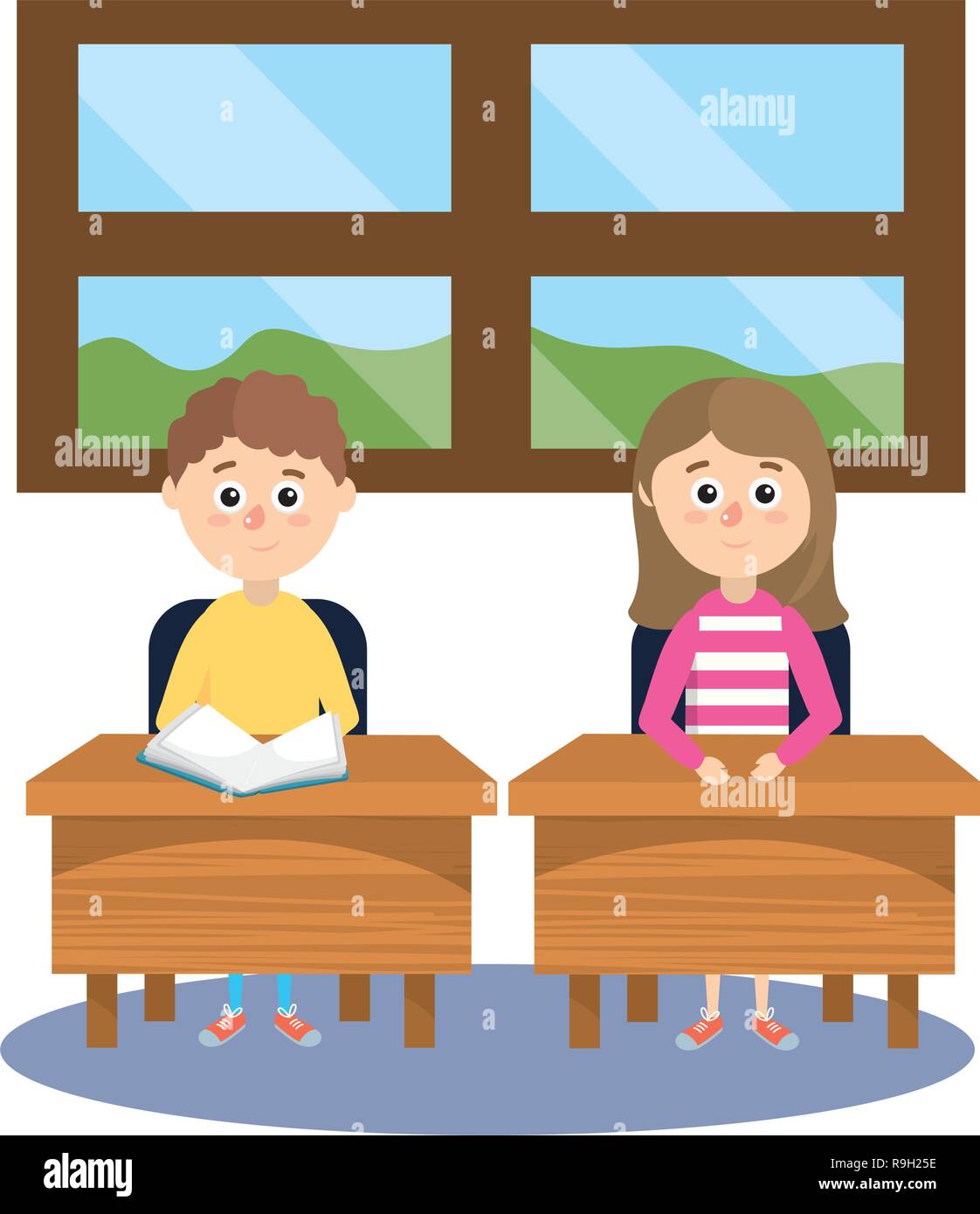 elementary school cartoon Stock Vector Image & Art - Alamy