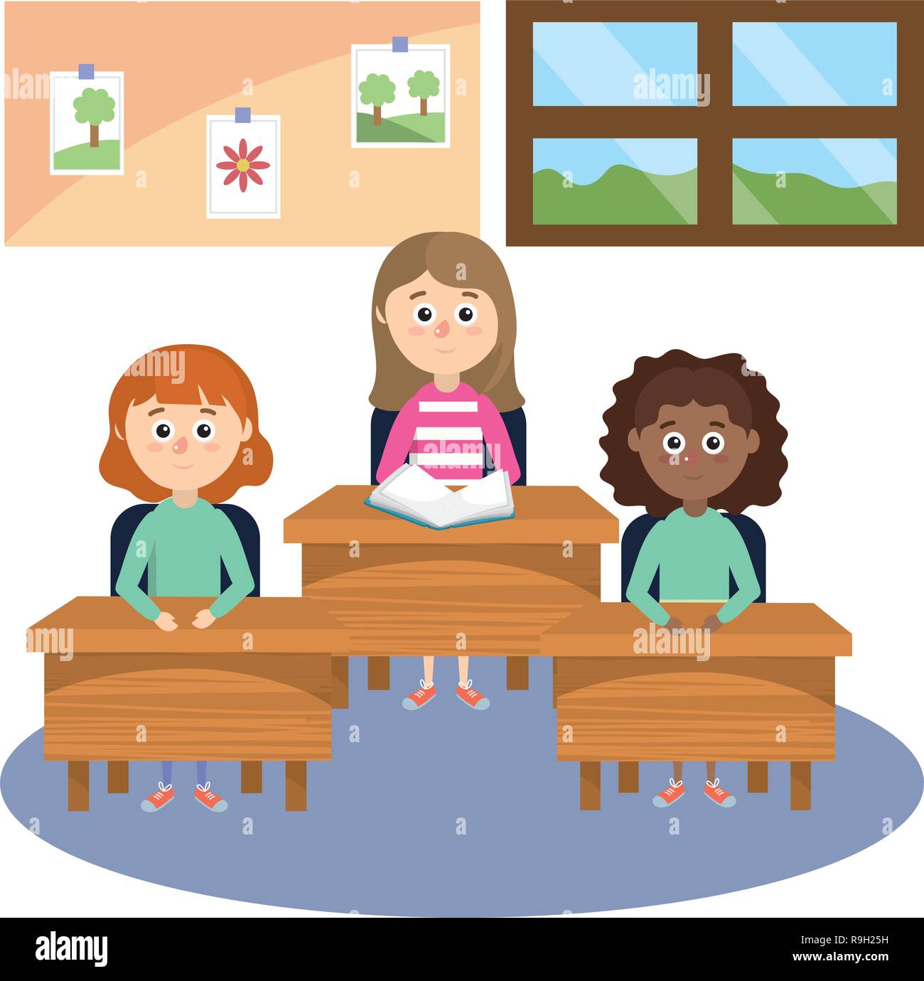 elementary school cartoon Stock Vector Image & Art - Alamy