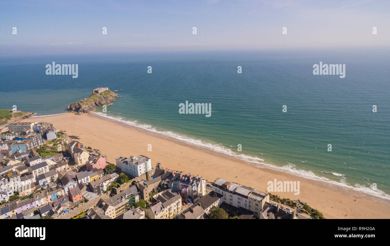 Drone Aerial view of Tenby, Pembrokeshire, Wales Credit: Phillip ...