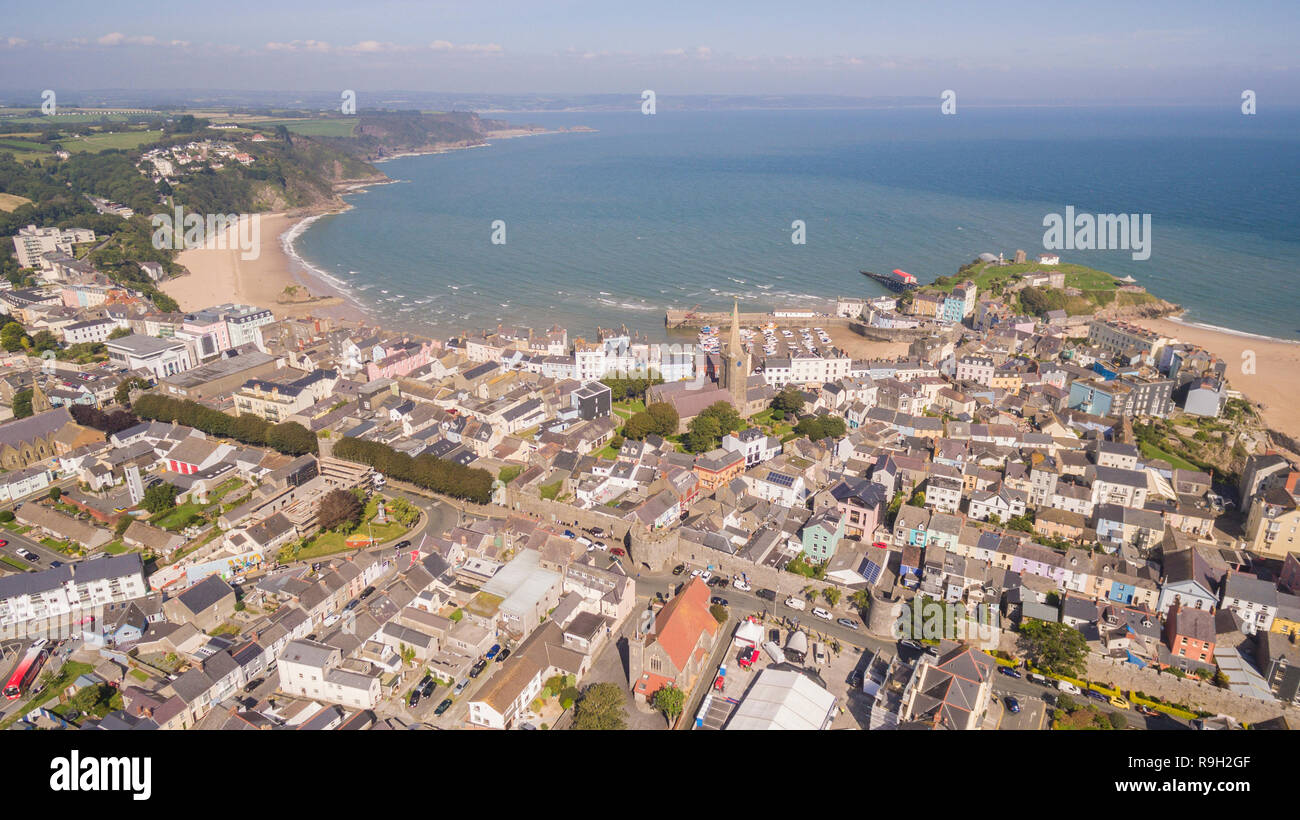 Aerial tenby beach hi-res stock photography and images - Alamy