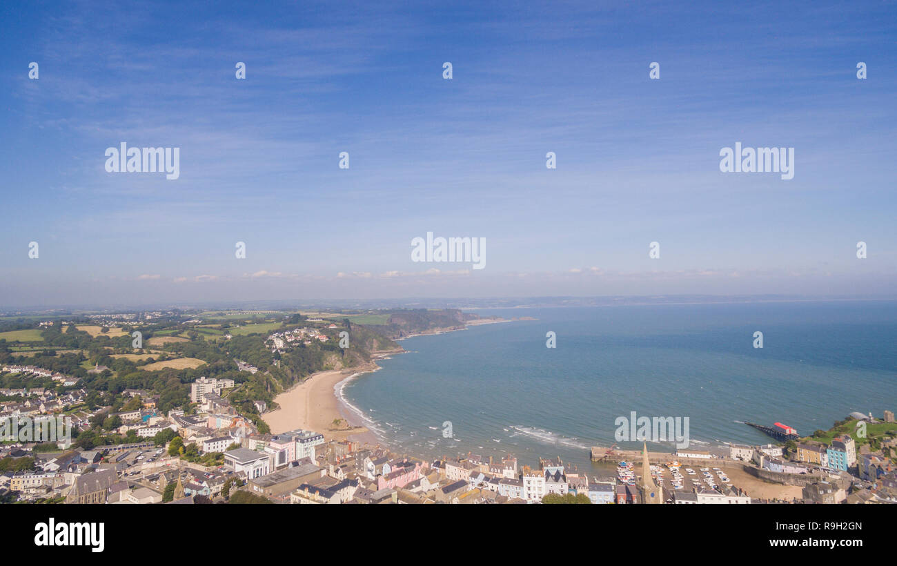 Drone Aerial view of Tenby, Pembrokeshire, Wales Credit: Phillip ...