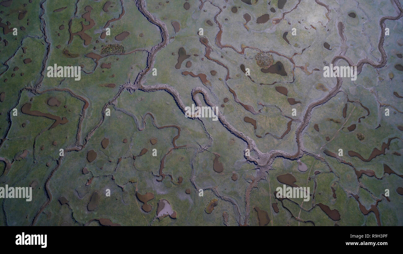 Woebly Castle and Landimore Marsh aerial views, Gower Peninsula ...