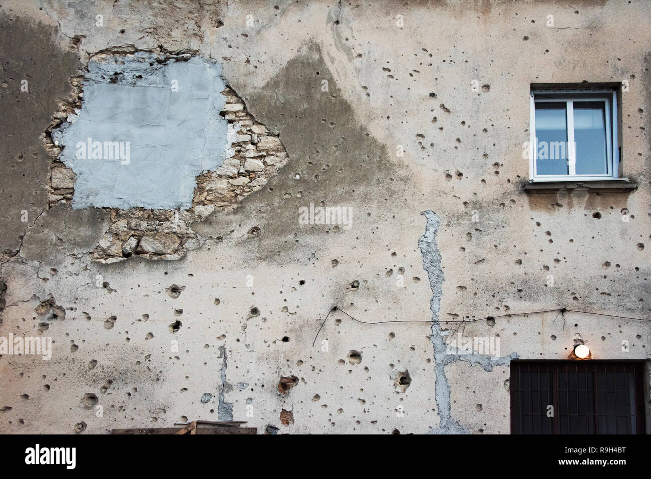 Old house with bullet holes, Mostar, Bosnia and Herzegovina Stock Photo ...