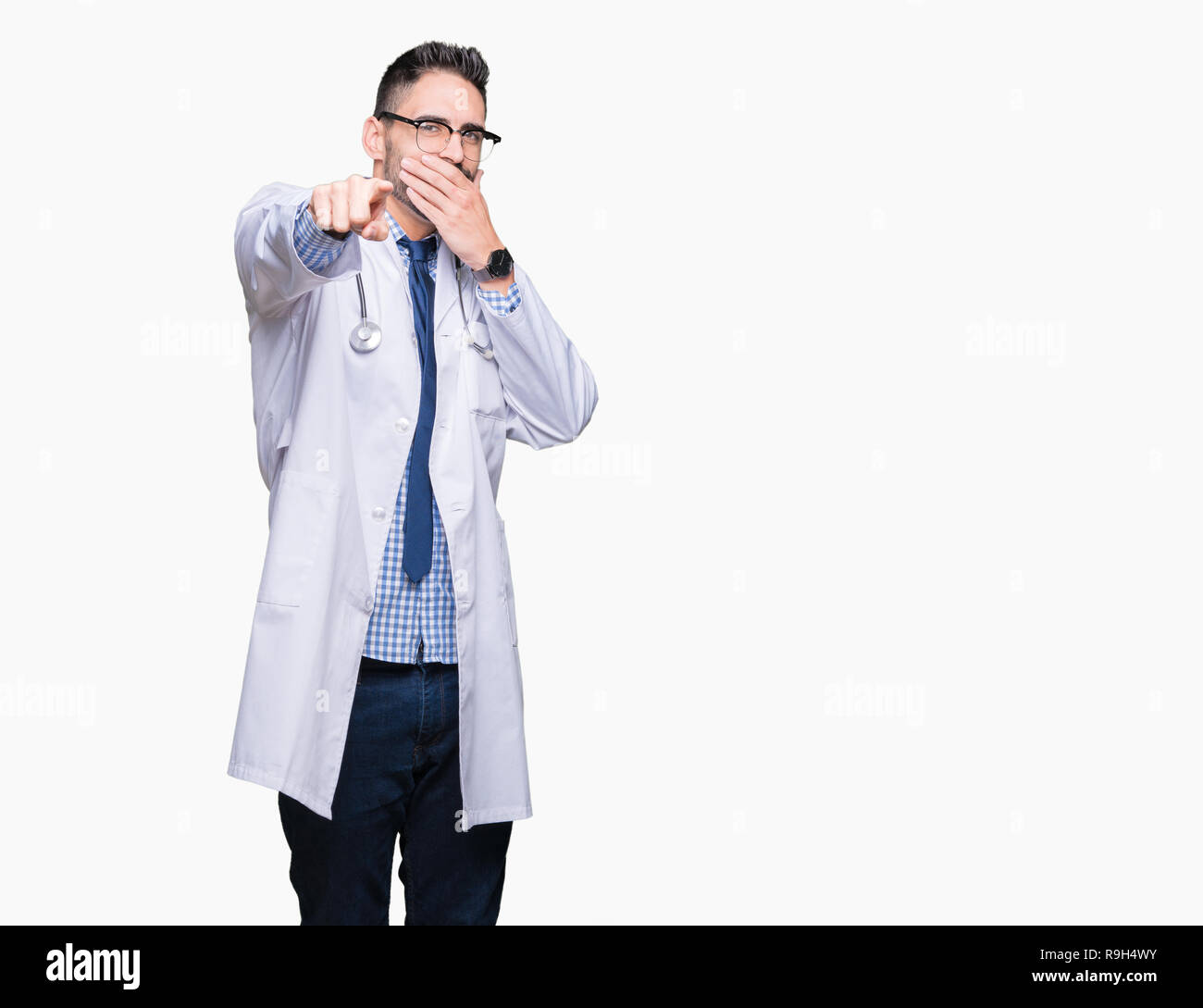 Man doctor laughing pointing finger hi-res stock photography and images ...