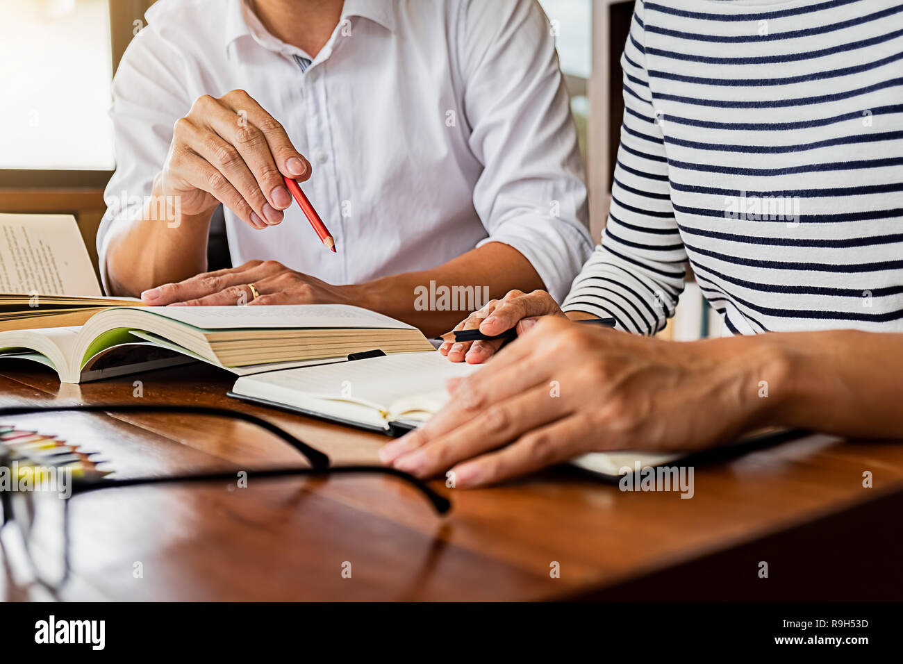 Education concept. Students studying and brainstorming campus concept ...