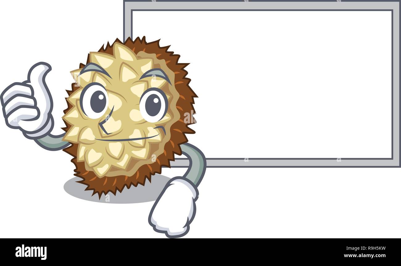 Thumbs up with board marang fruit isolated on a cartoon Stock Vector ...