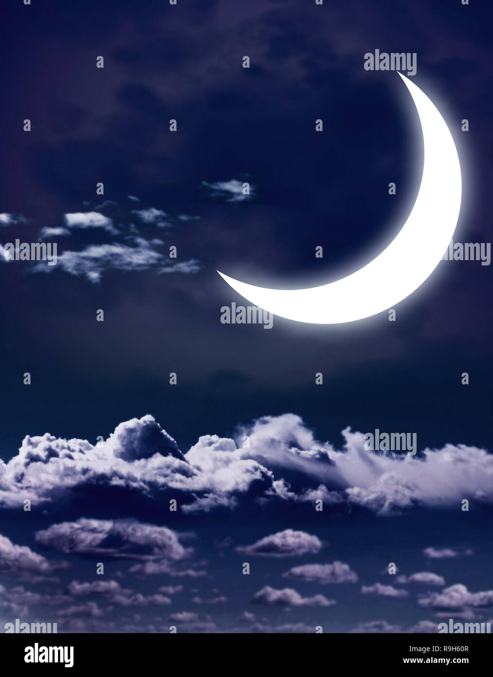 Night fairy tale - bright moon in the night sky Stock Photo - Alamy