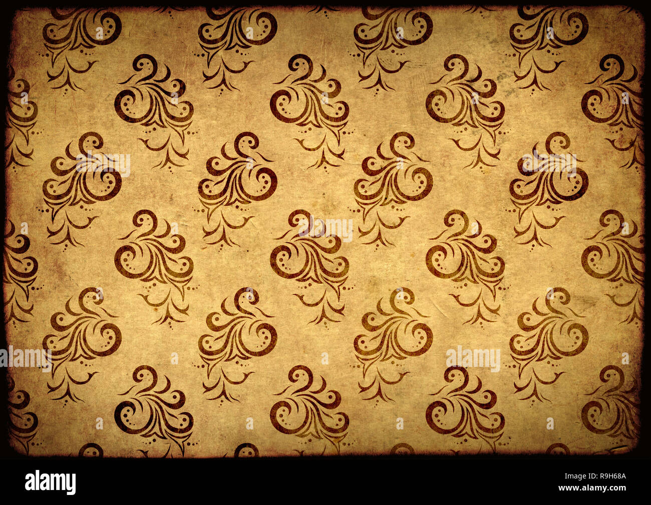 Paper texture of blue color with floral decor Stock Photo - Alamy