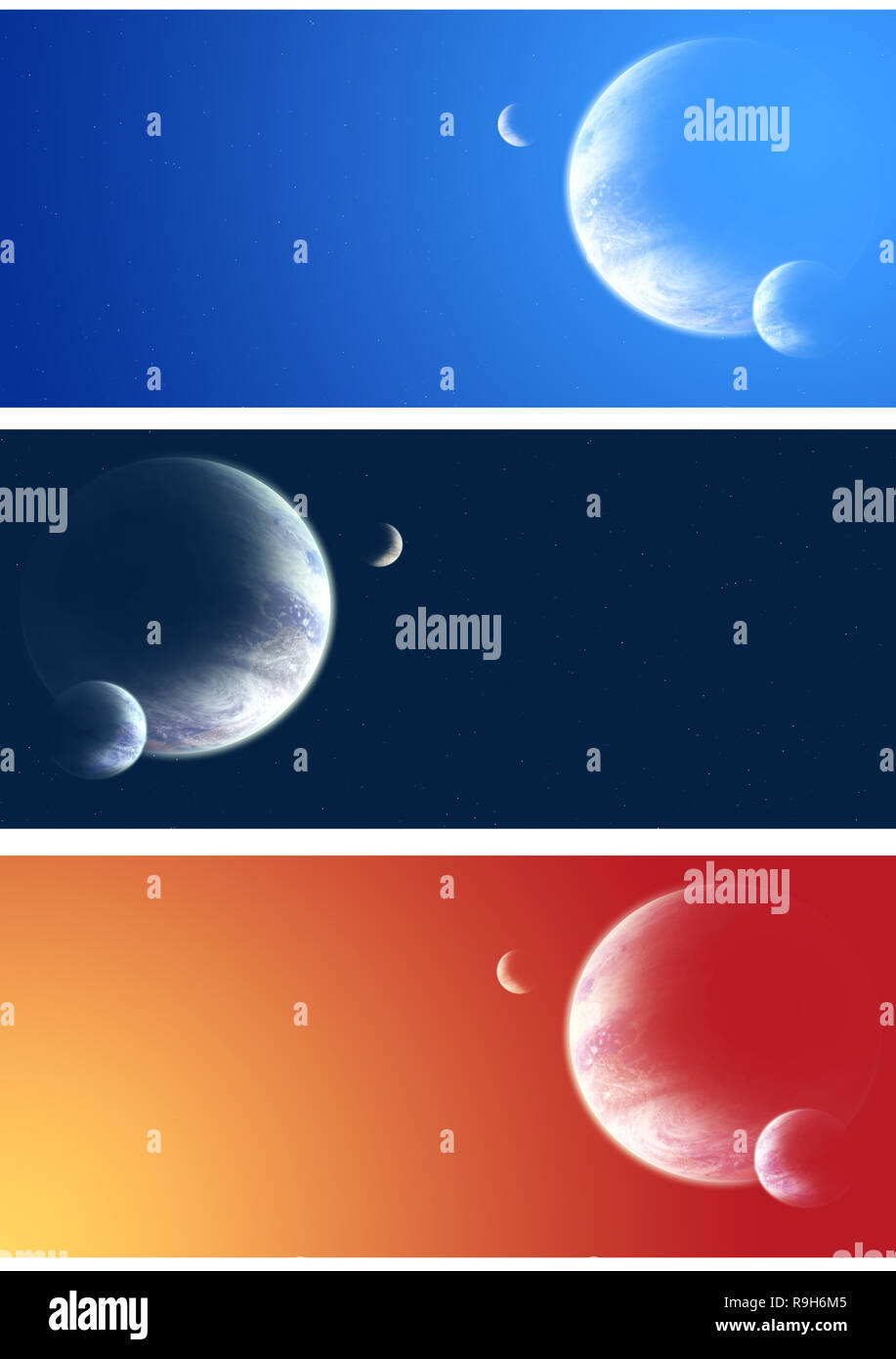 Set of space banners with planets Stock Photo - Alamy