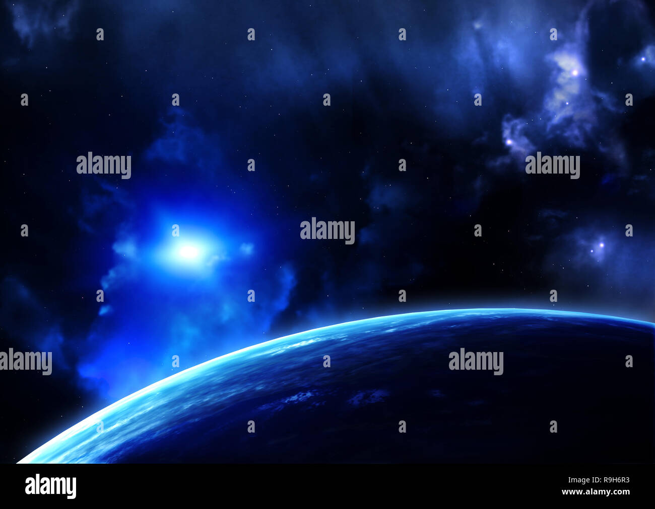 Space flare. A beautiful space scene with planets and nebula Stock ...