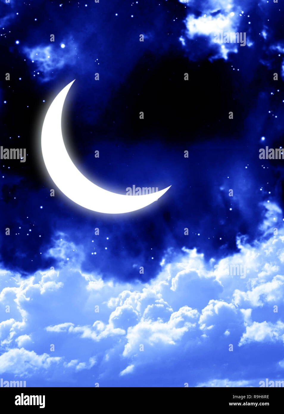 Night fairy tale - bright moon in the night sky Stock Photo - Alamy