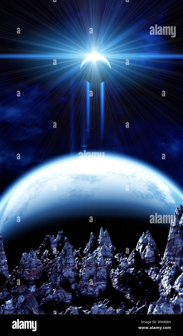 A beautiful space scene with planets and nebula Stock Photo - Alamy