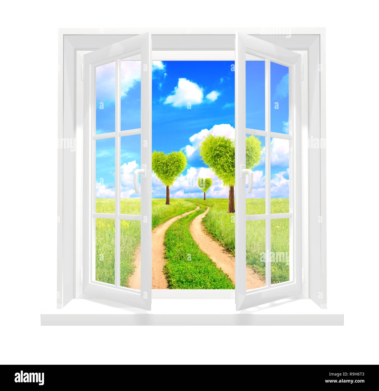 Meadow green trees Cut Out Stock Images & Pictures - Alamy