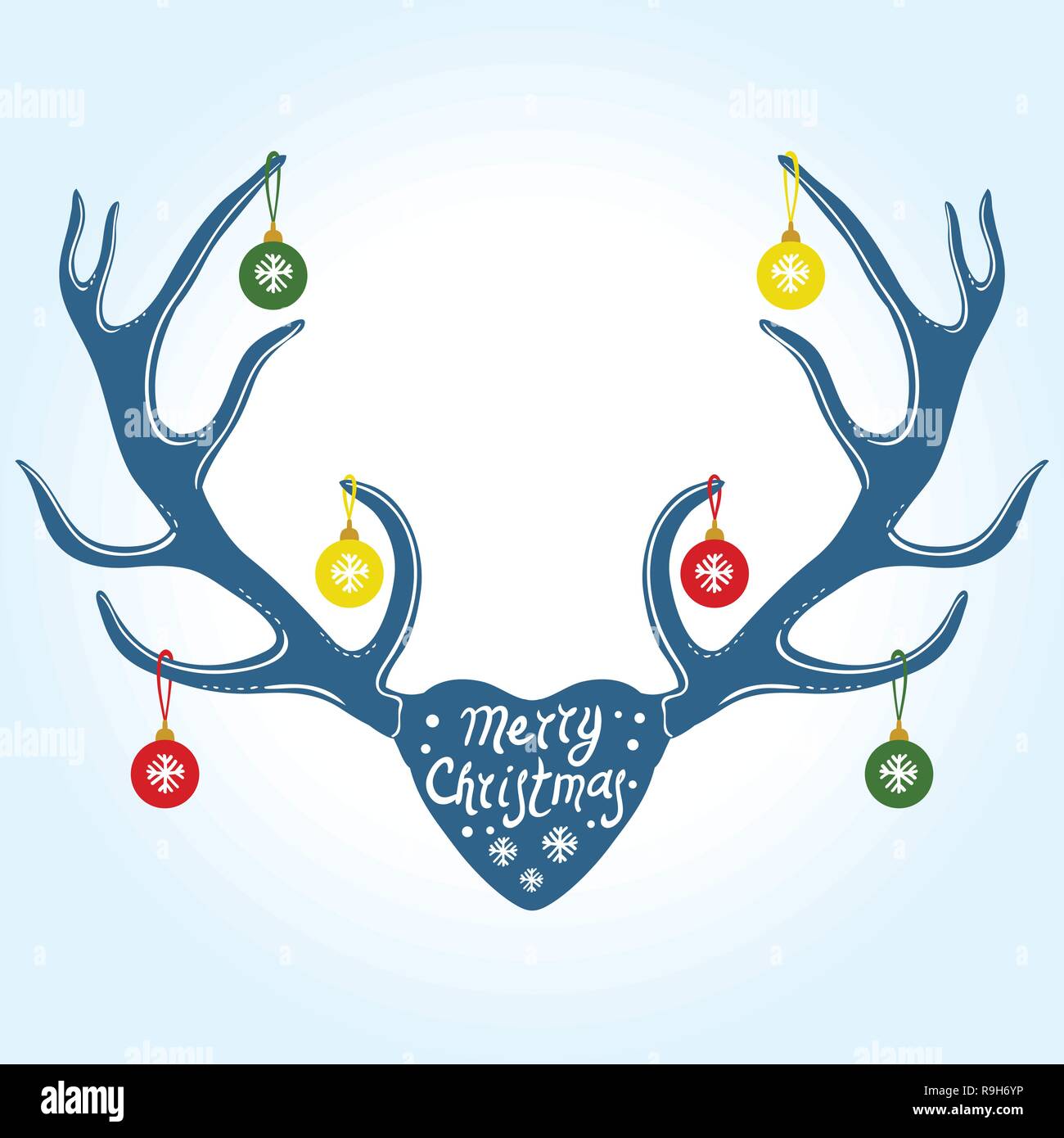 Christmas decoration on Reindeer horns, vector illustration Stock ...