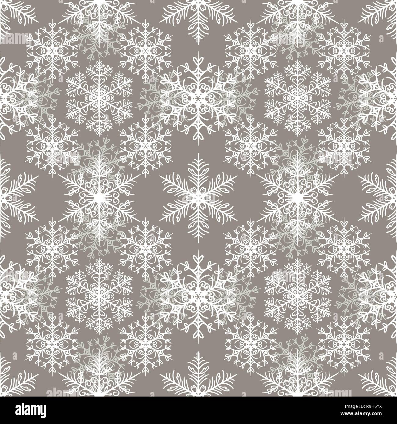 Seamless pattern with snowflakes abstract background. Light grey ...
