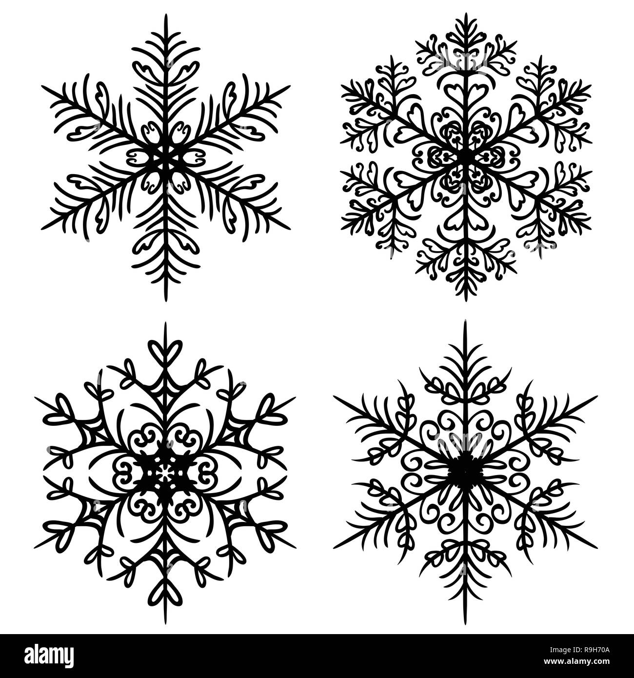 Decorative Snowflakes set on white background Stock Vector Image & Art ...