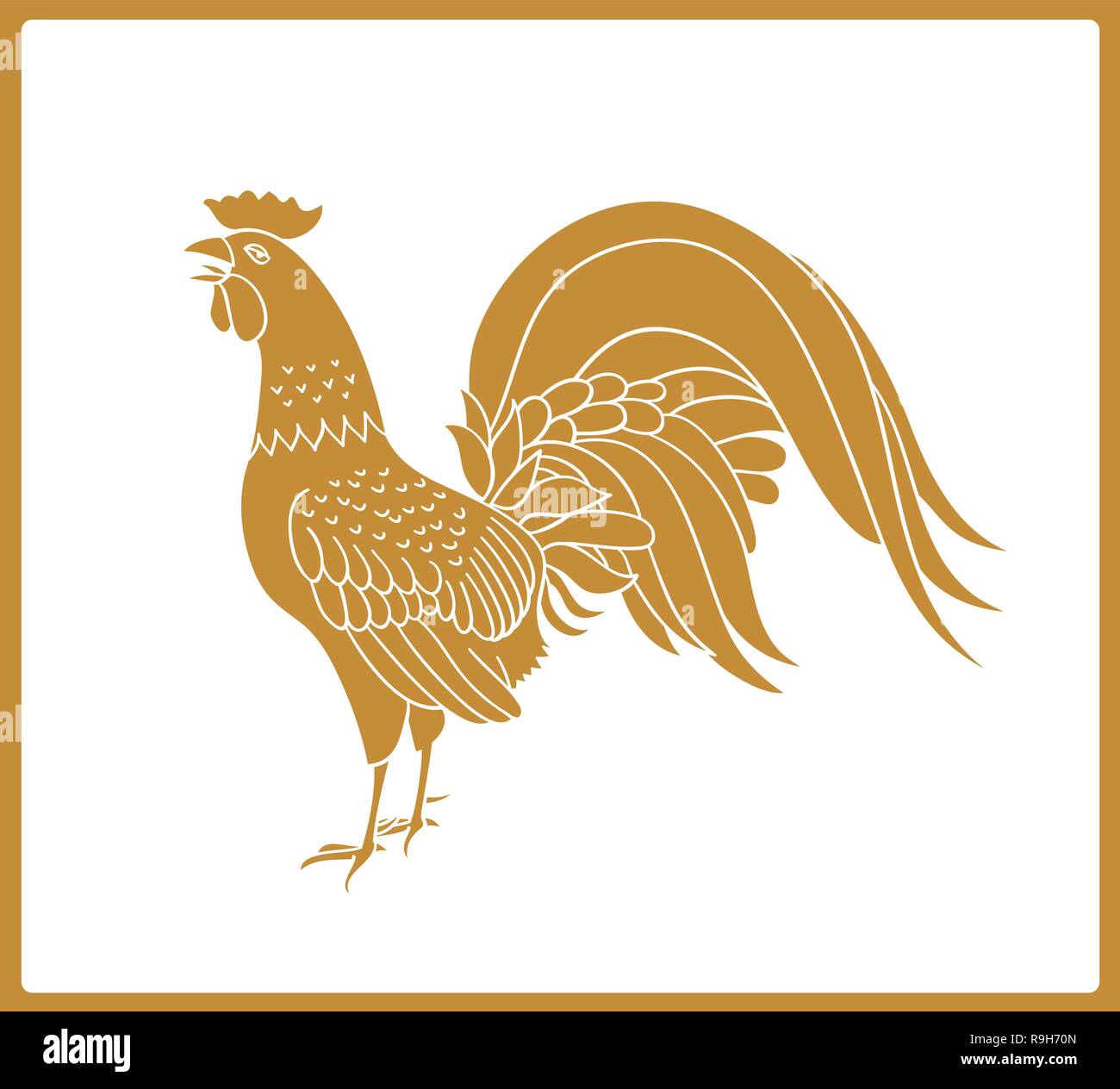 Golden rooster isolated on white background Stock Vector Image & Art ...